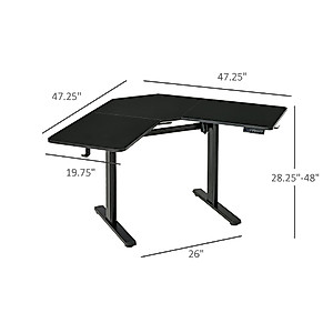 Vinsetto 65.75" Adjustable Height Standing Desk, V-Shaped Computer Desk Workstation for Home, Office, Black