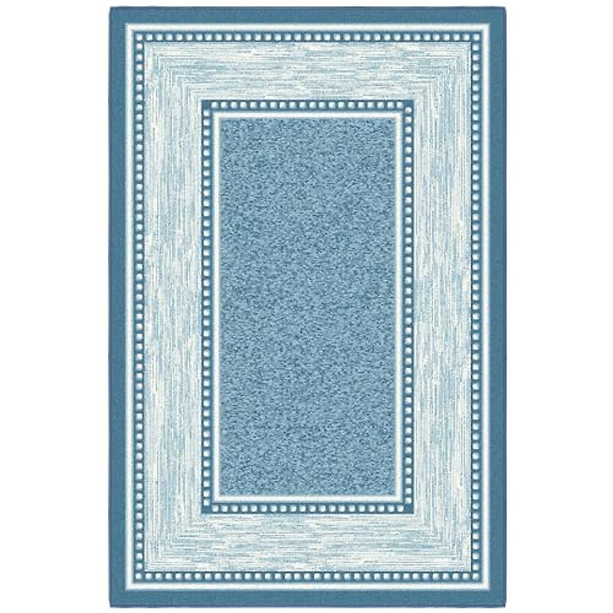 Ottomanson Ottohome Non-Slip Rubberback Bordered Design 3x5 Indoor Area Rug, 3'3" x 5', Turquoise