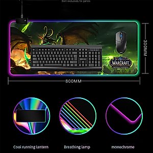 Illidan RGB Soft Gaming Mouse Pad Large Oversized Glowing Led Extended Mousepad Non-Slip Rubber Base Computer Keyboard Pad Mat 31.5X 11.8in