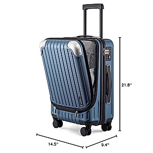 LEVEL8 Grace Carry On Luggage, 20 Inch Hardside Suitcase, Abs+Pc Harshell Spinner Luggage with Tsa Lock, Spinner Wheels, Blue, 20-Inch Carry-On