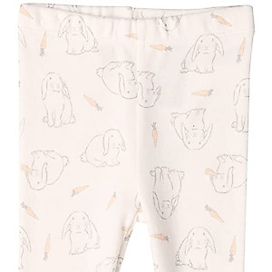 Amazon Essentials Unisex Babies' Leggings, Pack of 5, Bunny/Carrots/Rugby Stripe/Stripe, 6-9 Months