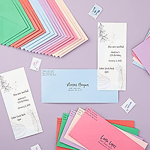96-Pack #10 Colored Business Envelopes for Checks, Invoices, Mailing Letters, Invitations, Announcements, Office Supplies, Gummed Seal, 6 Pastel Colors (4-1/8 x 9-1/2 in)