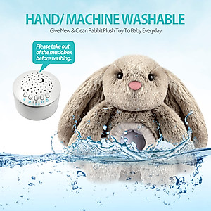 BEREST Baby Sleep Soother Bedtime Bunny with Starry Projector Night Light, Plush Stuffed Animal for Newborn Infants, Lullaby Music, White Noise, Mother's Heartbeat for Boys & Girls Shower Gifts