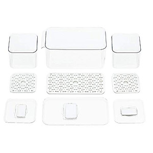 iPEGTOP Fridge Produce Saver Food Storage Bin Containers, Stackable Refrigerator Freezer Organizer Fresh Keeper Container with Vented Lids, 3 Pack