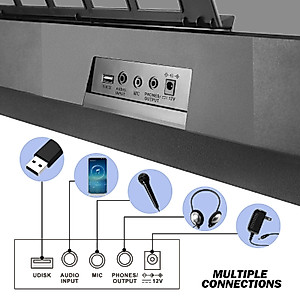 MUSTAR Piano Keyboard, 61 Key Keyboard Piano Electric Piano with Stand, Touch Sensitive Keyboards Piano 61 Key for Beginners, Headphones, Microphone, MP3/USB/LCD Screen, Holiday Birthday Gifts