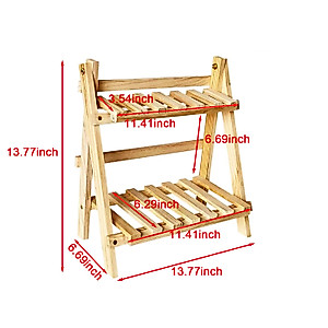 DERYTRADE Wooden Desk Organizer Foldable Double Wooden Layer Rack Desk Storage Shelf