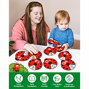 Coogam Interactive Alphabet Learning Toy, ABC Number Letters Spinning Game, Sight Words Animal Pattern Ladybug Cards, Montessori Educational Toy Gift for 3 4 5 Year Old Baby Toddlers
