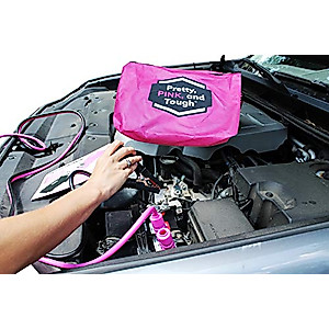 Pretty Pink and Tough Deluxe Jumper Cable Set - Pink Jumper Cables for Teen Girls and Women - 12-ft, Pink and Black Carry Pouch, Instruction Card,