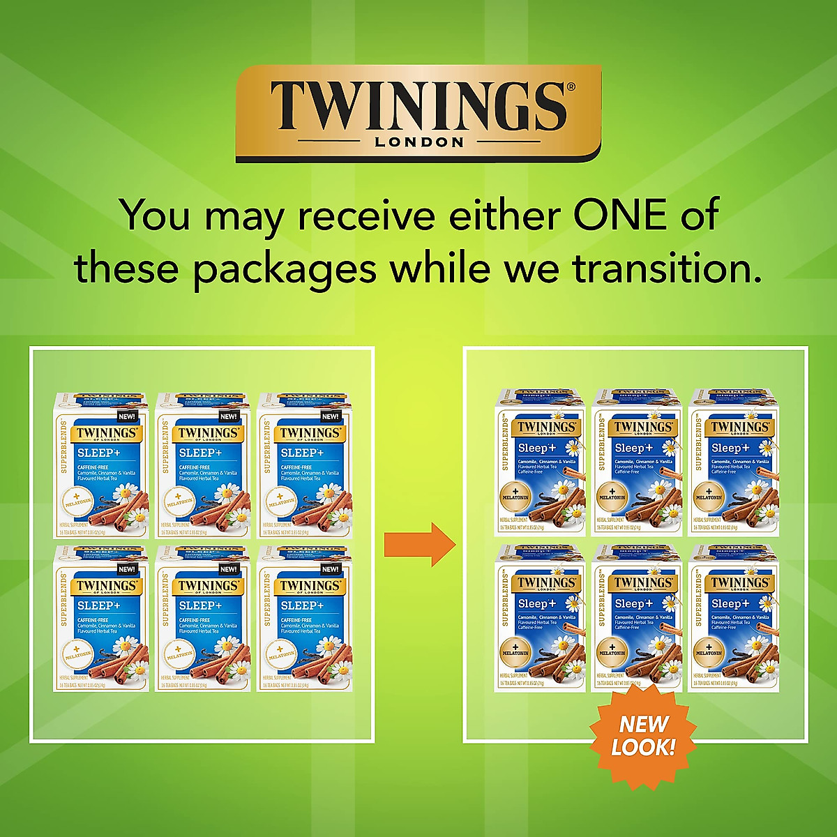 Twinings Superblends Sleep + Melatonin, Camomile, Cinnamon & Vanilla Flavoured Herbal Tea, Caffeine-Free 16 Count (Pack of 6)