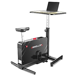 HIROLLOP Indoor Cycling Bike, Standing Desk Exercise Bike with Fully Adjustable for Home, Office, Sport and Workout Cardio（exercise bike with desk）