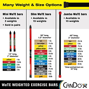 CanDo Slim WaTE Bar 1lb Tan, Total Body Workout Weighted Exercise Bar for Strength Training, Toning, and Physical Therapy
