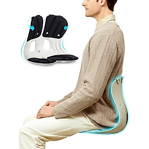 curble Chair [Adult] Ergonomic Chair Back Support, Lumbar Support for Good Posture Correction and Back Pain Relief, Perfect for Office Chair, Floor Seat, and Work from Home, Patented (Black)