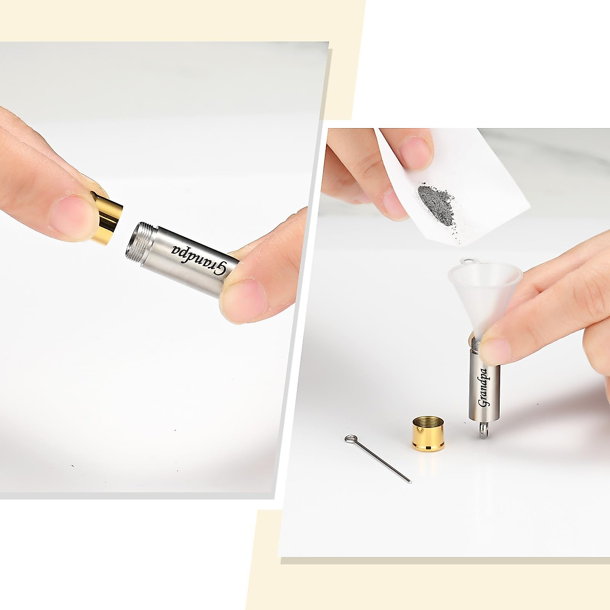 Oinsi Shotgun Shell Cremation Jewelry Urn Necklace For Ashes Of Loved Ones -Dad/Mom/Son/Grandma/Grandpa Cylinder Memorial Locket Pendant Necklace (Grandpa)