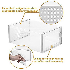 Crestlive Products Shoe Organizer, Shoe Storage Boxes Clear Plastic Stackable, Foldable Sneaker Shoe Containers for Closet, Storage Bins, Organizador De Zapatos, Shoe Cubby(9pcs X-Large & 9pcs Medium)