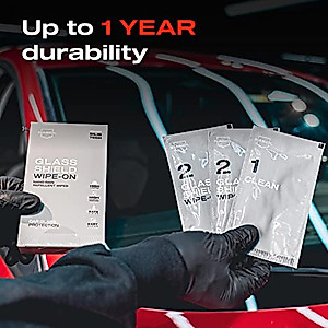 Nasiol GlasShield Wipe-On Nano Rain Repellent Wipes for Windshield, Water Repellent, Easy Application, Powerful Effect, Antistain Wipes, for Automobile Windshield and Helmet, Visor, Glasses