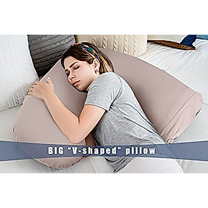 INSEN Pregnancy Pillow for Sleeping,Maternity Body Pillow for Pregnancy Women,Pregnancy Support Pillow for Back, Hip Pain, Apricot