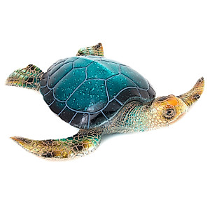 Corner Merchant Sea Turtle Statue Garden Decor, Tabletop Wall Hanging Sea Turtle Sculpture Measures 16 in x 15 in