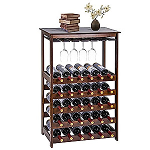 Beyond Your Thoughts 30 Bottles Wine Rack with Glasses Holder Freestanding Wine Shelf Storage Wine Rack for Home Kitchen Dining Room