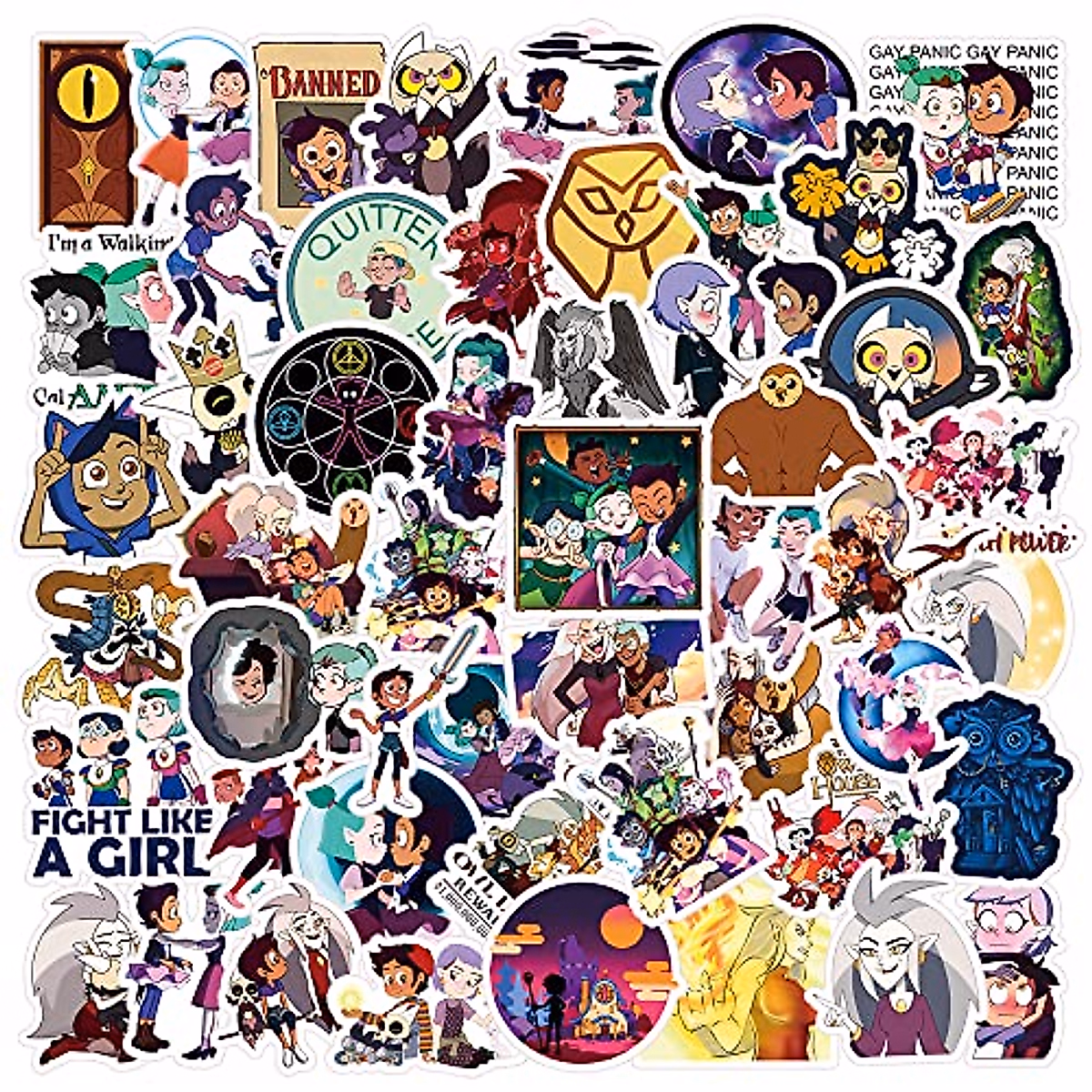 NG2D58 The owl House 50 PCS Stickers Pack Aesthetic The Vinyl Movie Colorful Waterproof for Water Bottle Laptop Bumper Car Bike Luggage Guitar Skateboard…, 2-4inch