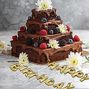 Comluge 13Pcs 3.55 Inches 3D Gold Happy Birthday Letter Candles for Cake Metallic Looking Candles for Birthday Cake Cupcake Candles(Small, Gold)