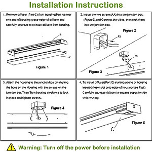 hykolity 4 Pack 4FT LED Wraparound Light 40W 4 Foot LED Shop Lights for Garage, [2-lamp 32W Fluorescent Equiv.] 4400lm 4000K LED Wrap Light, Flushmount Office Ceiling Light Fixture ETL Listed