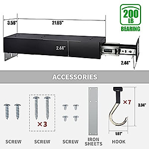 SOYO Adjustable Pot Racks Pan Utility Organizer Pull Out Kitchen Cabinet 7 Hook for Hanging, Sliding Pantry Organization and Storage, Black