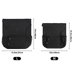 WANDF Drawstring Backpack Sports Gym Bag with Shoes Compartment, Water-Resistant String Backpack Cinch for Women Men (Small,Black)