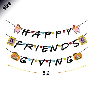 Happy Friendsgiving Banner for Thanksgiving Friends Party Decorations Photo Props (Friendsgiving)