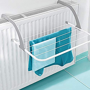 ZHFEL Clothes Pole Hang Hangers, Adjustable It Can Move Indoor and Outdoor Non-Slip Space Saving Multifunction Household Durable Iron White for Bedroom Balcony-White