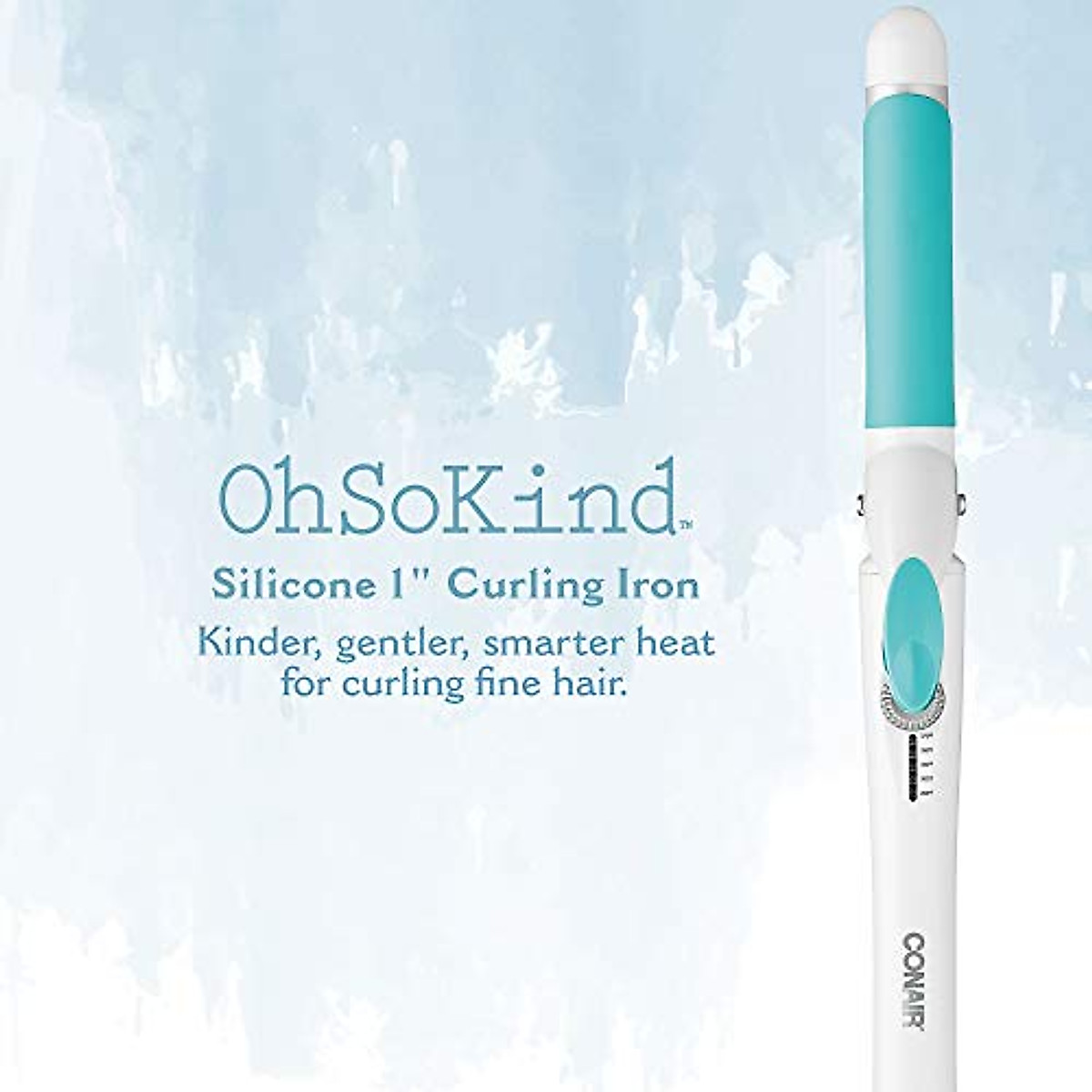 Conair OhSoKind For Fine Hair Curling Iron; 1-inch Curling Iron with Silicone Clip, 1-inch barrel produces classic curls – for use on short, medium, and long hair