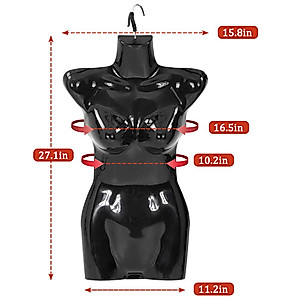 4PCS Female Male Mannequin Torso Dress Form Sewing Manikin 27 Inch 30 Inch Height Dress Model Mannequin Display Head Dress Mannequin Clothing Form Metal Hook (27inch, Black)