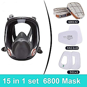 15in1 Full Face Respirator,Full Face Wide Field of View,Widely Used in Organic Gas,Paint spary, Chemical,Woodworking(for 6800 Respirator)