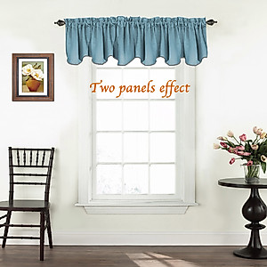 Turquoize Blackout Curtain Valances Solid Rod Pocket Scalloped Valances Short Curtain Panels for Kitchen Window/Bedroom/Barthroom, 52" x 18" Inches, 4 Panels, Citadel