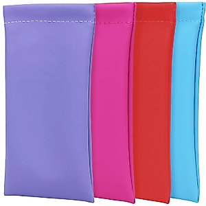 Glasses Case Squeeze Top Sunglasses Sleeve Pouch Leather Case Soft Slip in Eyeglasses Holder (4 Pack)