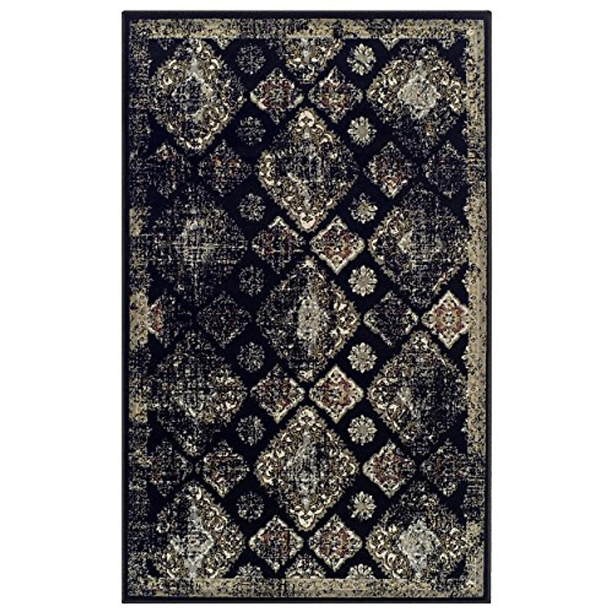 SUPERIOR Indoor Area Rug with Jute Backing, Traditional Design Carpet from Egypt for Bedroom, Living Room, Office, Dorm, Kitchen, Entryway, Mayfair Collection 4x6 Black