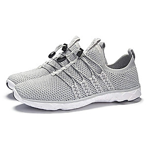 DLGJPA Women's Quick Drying Water Shoes for Beach or Water Sports Lightweight Slip On Walking Shoes LightGray 9