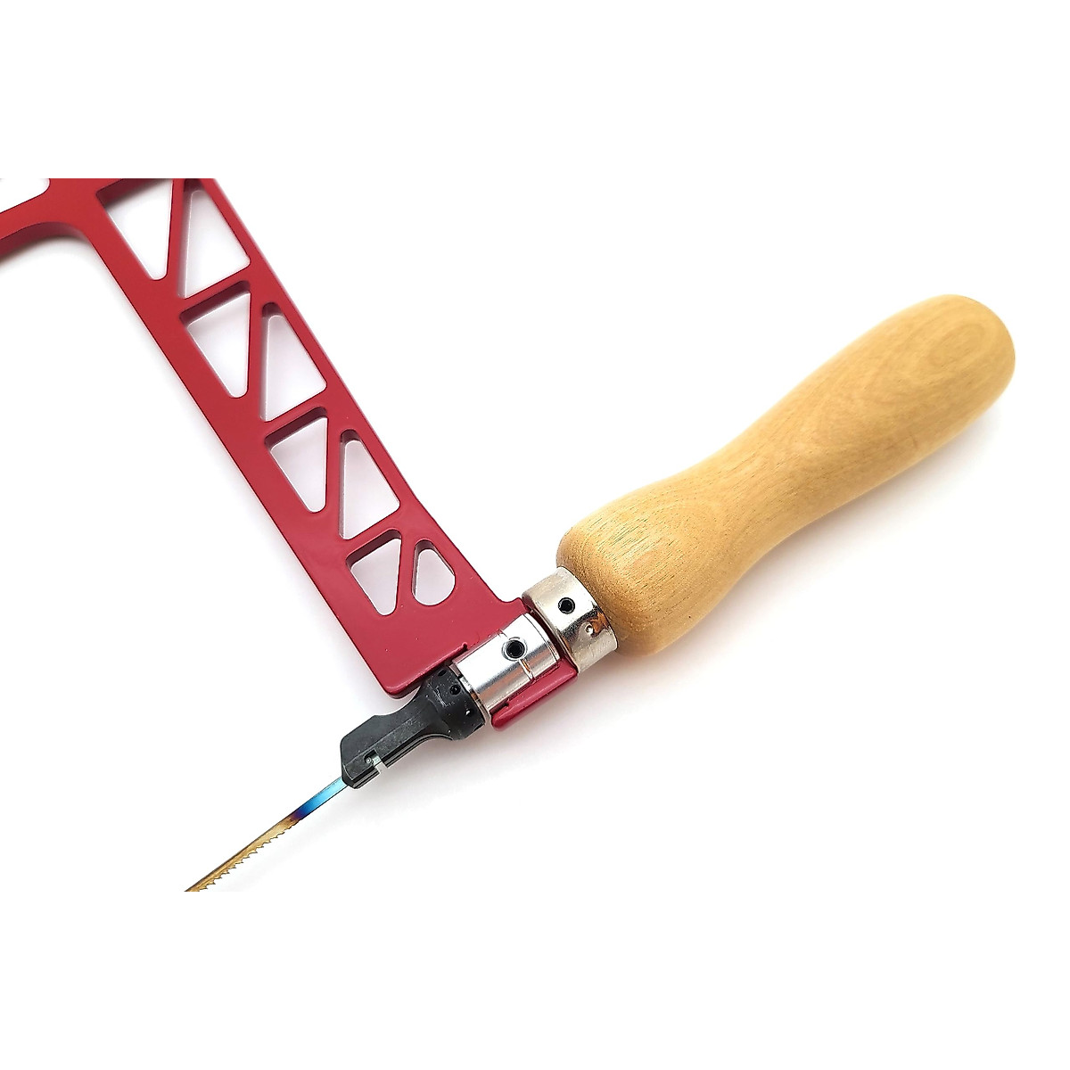 Knew Concepts 125.012 MK IV 6.5 Inch Coping Saw with Cam Lever Tension, Rotating Blade and 12 Each 18 TPI Pegas Pinned Coping Saw Blades