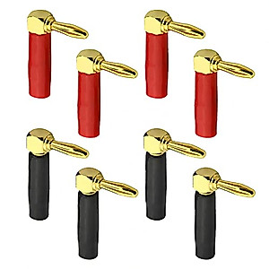 WMYCONGCONG 8 PCS 90 Degree Speaker Banana Plugs Right Angle Screw Type Banana Plug Audio Jack Connectors