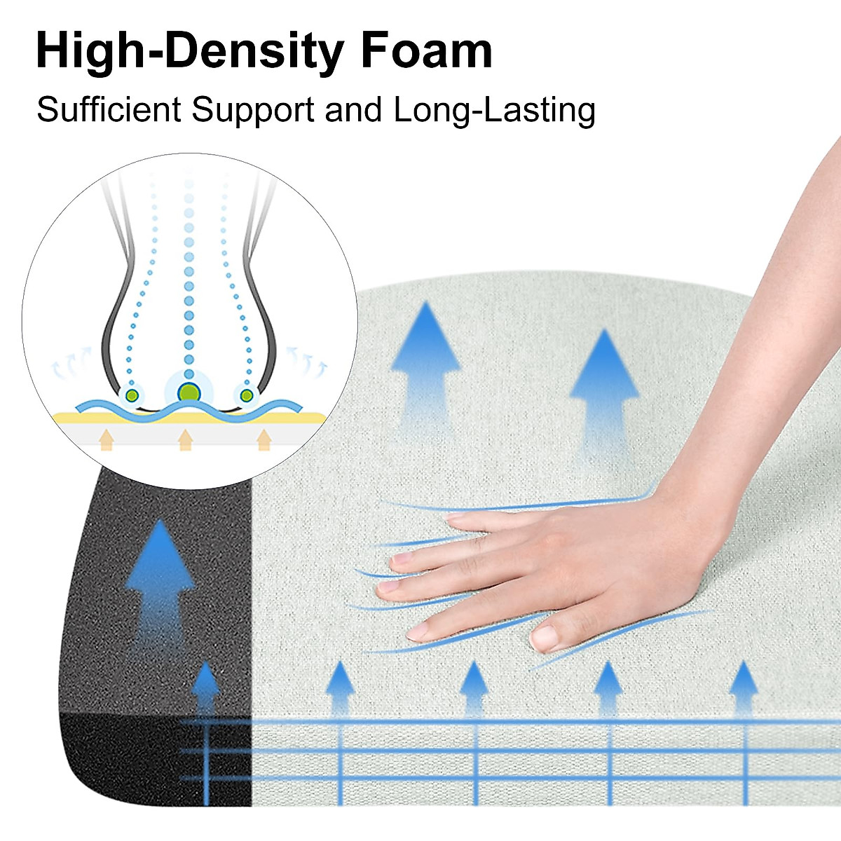 Shinnwa Chair Cushion with Ties for Dining Chairs [17 x 16.5 Inches] Non Slip Kitchen Dining Chair Pad and Seat Cushion with Machine Washable Cover - Off White