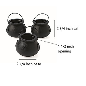Fun Express 1 Dozen Mini Cauldron Kettles, BPA Free Plastic, St. Patrick's Day, Halloween, Bachelorette Parties, Witches and Wizards, Birthday, Baby Showers Party Decoration Supplies, Black