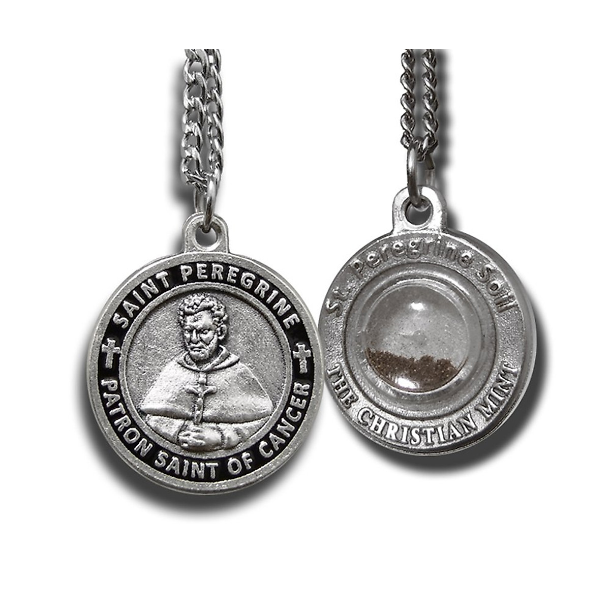 The Christian Mint, LLC St Peregrine Patron Saint of Cancer Medal w/Capsule of St Peregrine Soil (Women's 3/4-inch diameter)