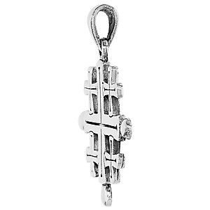 Sterling Silver Jerusalem Cross Pendant 1 1/4 inch Tall