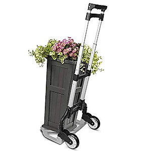 Folding Hand Truck, Gimify Dolly Cart Luggage Hand Cart Aluminum Box Cart Lightweight Portable with Telescoping Handle for Personal, Travel, Shopping, Moving, Office, 165 lbs Capacity (Black)