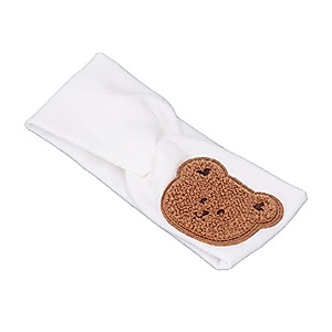 Baby Girls Headbands, Infant Headbands Cute Cartoon Bear Cotton Allmatch for Daily Home Photography (White)