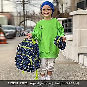 mibasies Boys Backpack for Elementary School, Backpack for Boys 5-8, Lightweight Kids Backpacks for Boys（Galaxy Dinosaur）