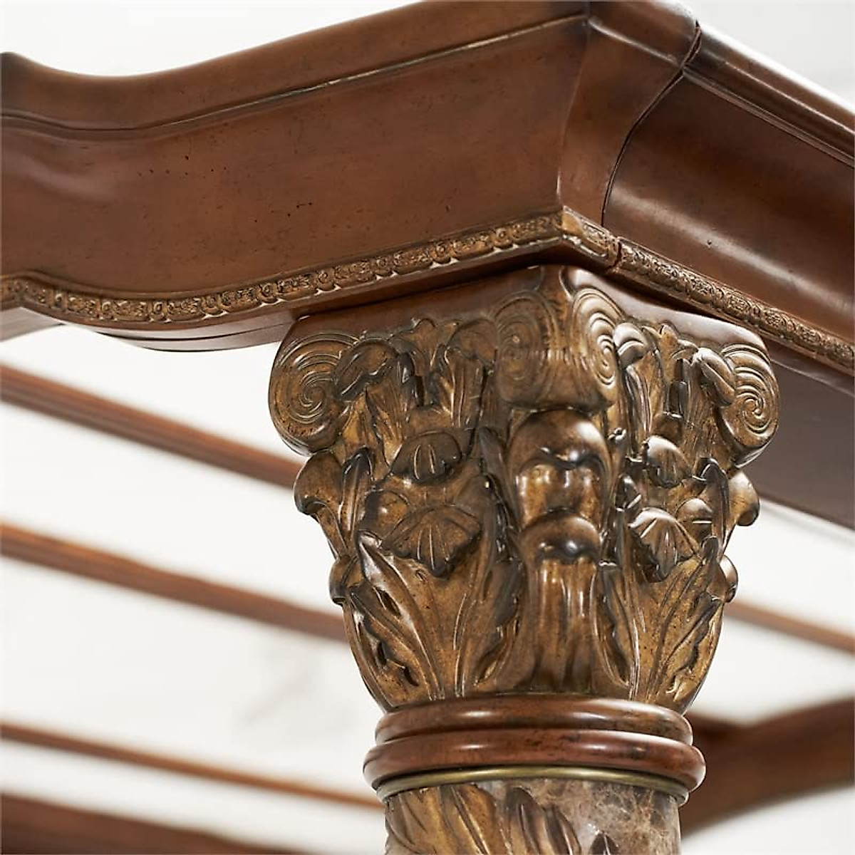 Michael Amini Villa Valencia Cal. King Wood Canopy Bed - Classic Chestnut