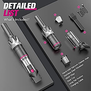 BSRCO Handheld Vacuum Cordless, 8K Pa Powerful Portable Vacuum for Car, Rechargeable 3-in-1 Mini Cleaner with 2-Speed for Home, Office and Pet Hair, Purple