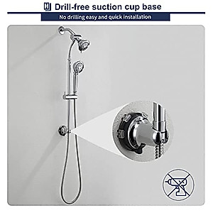 High Pressure Shower Heads with handheld Combo Brushed Nickel HOMELODY Dual Shower Head 5-Setting 4” Showerheads & Handheld Showers with 304 Stainless Steel Shower Slide Bar and 60” Shower Hose