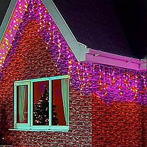 Dazzle Bright 8.5 FT 150 Count Mini Icicle Lights, Halloween Decorations for Indoor Outdoor Home Garden Holiday Party (Purple & Orange)