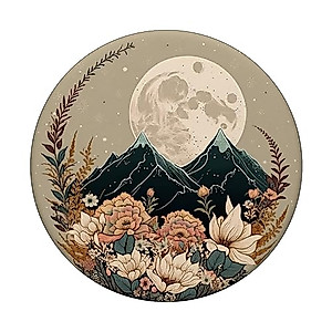 Boho Mountain Moon Phases Floral Aesthetic Chic PopSockets Standard PopGrip